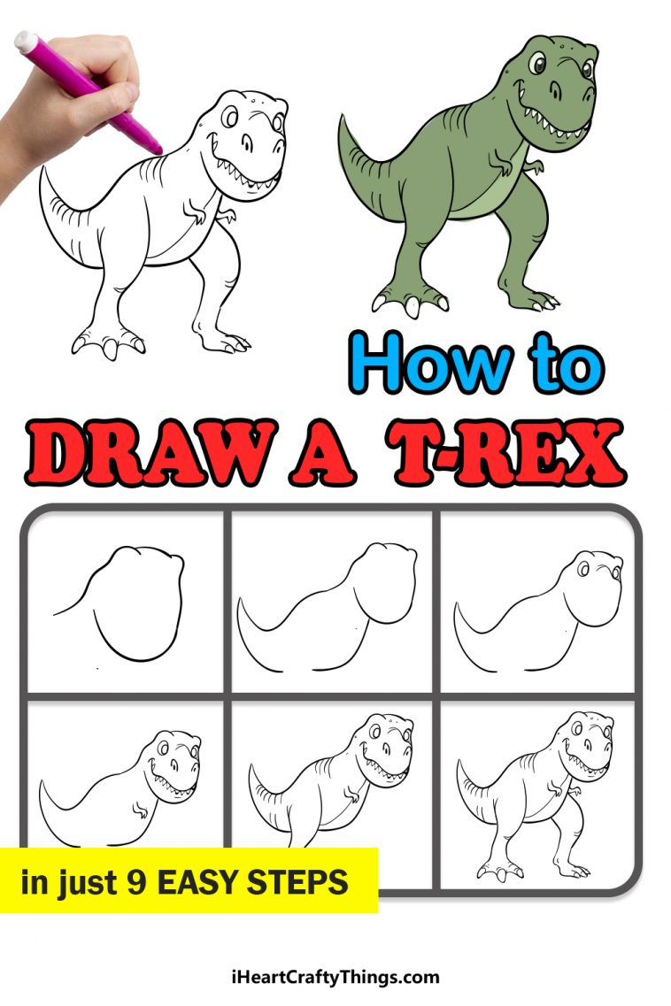 How To Draw T-Rex Step By Step - Easy T-Rex Drawing For Kids