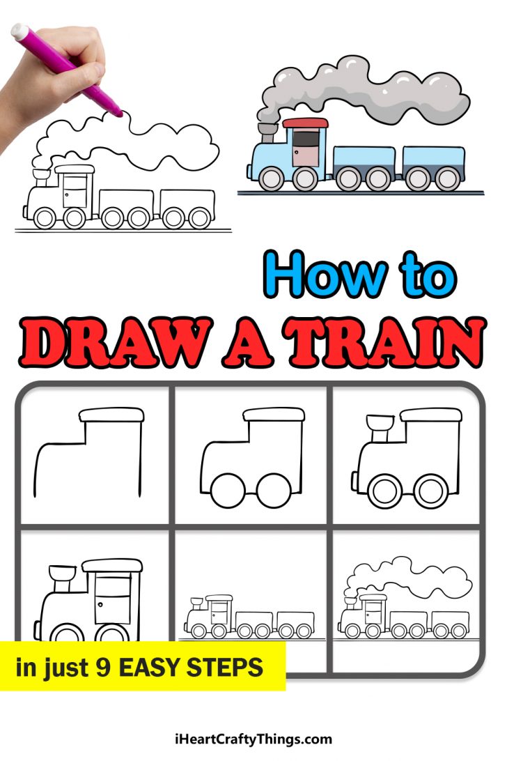 How To Draw A Train Step-by-Step - Easy Train Drawing For Kids