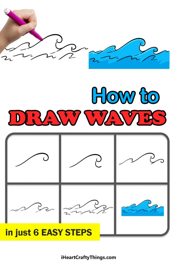 How To Draw A Wave Step By Step - Easy Breaking Wave Drawing