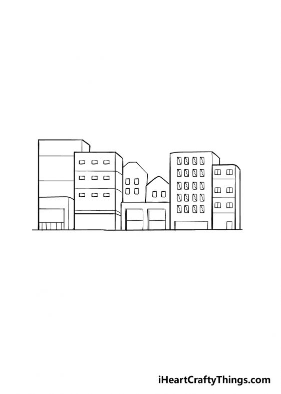 City Drawing - How To Draw A City Step By Step