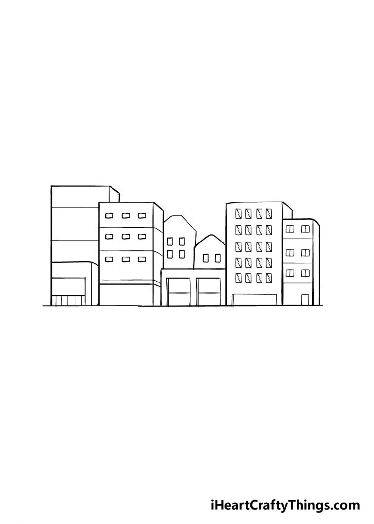 City Drawing - How To Draw A City Step By Step