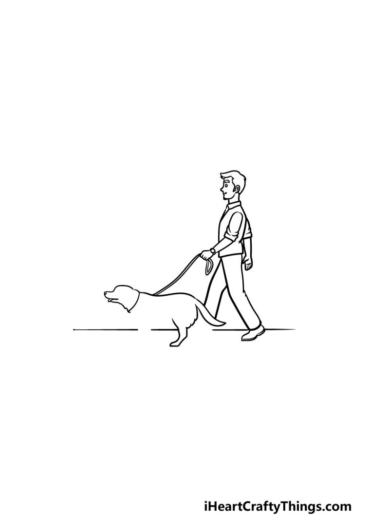 Man With A Dog Drawing - How To Draw A Man With A Dog Step By Step