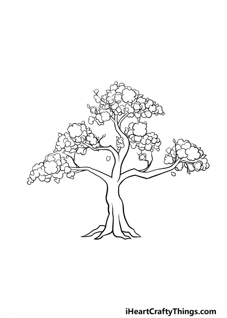Cherry Blossom Tree Drawing - How To Draw A Cherry Blossom Tree Step By ...