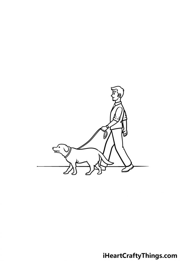 Man With A Dog Drawing - How To Draw A Man With A Dog Step By Step