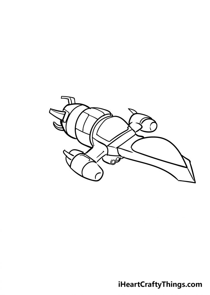 Spaceship Drawing - How To Draw A Spaceship Step By Step