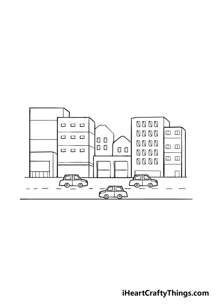 City Drawing - How To Draw A City Step By Step