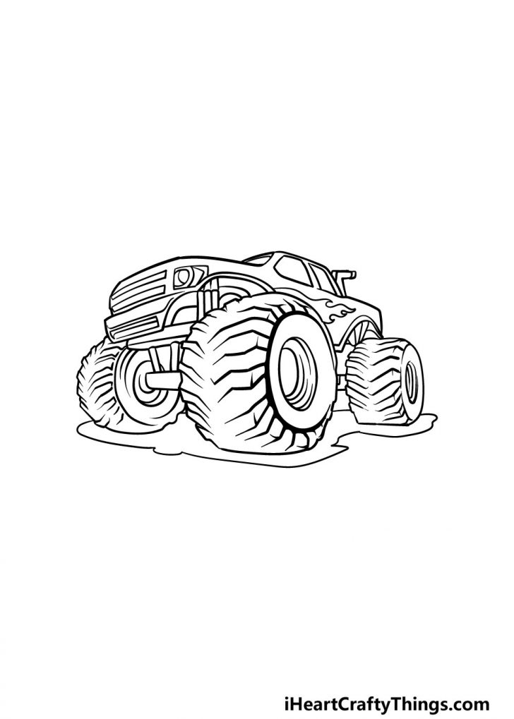 Monster Truck Drawing - How To Draw A Monster Truck Step By Step