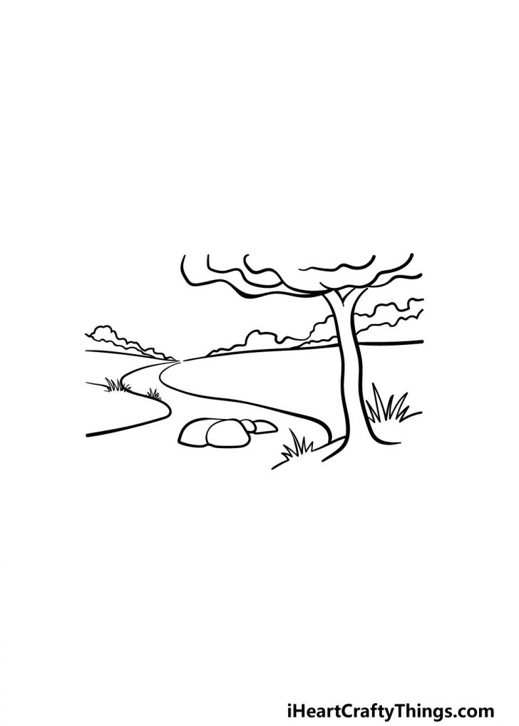 River Drawing - How To Draw A River Step By Step