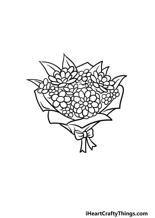Bouquet Of Flowers Drawing - How To Draw A Bouquet Of Flowers Step By Step