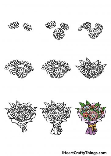 Bouquet Of Flowers Drawing - How To Draw A Bouquet Of Flowers Step By Step