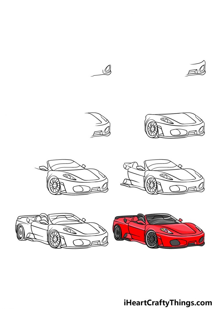 Ferrari Drawing - How To Draw A Ferrari Step By Step