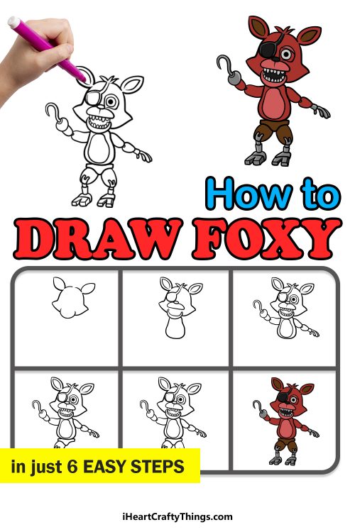 Foxy Drawing - How To Draw Foxy Step By Step