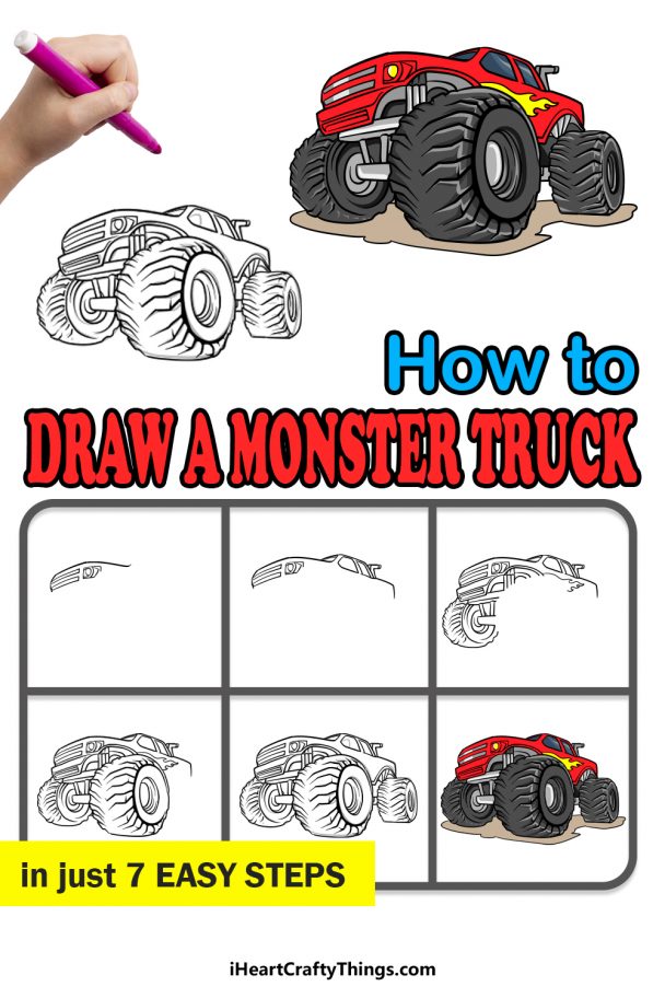 Monster Truck Drawing - How To Draw A Monster Truck Step By Step