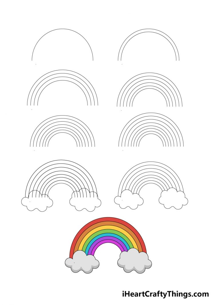 Rainbow Drawing - How To Draw A Rainbow Step By Step