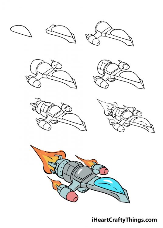 Spaceship Drawing - How To Draw A Spaceship Step By Step