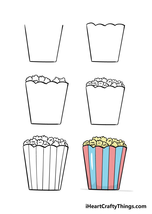 Popcorn Drawing - How To Draw Popcorn Step By Step