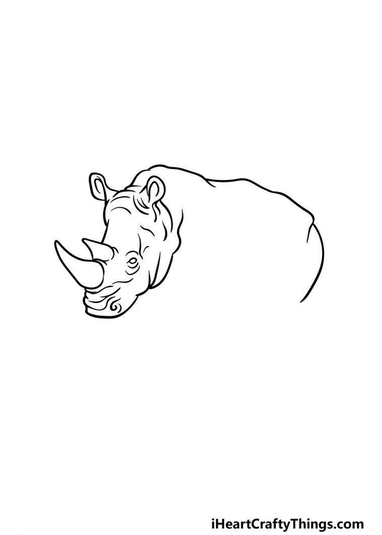 Rhino Drawing - How To Draw A Rhino Step By Step