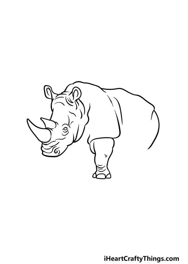 Rhino Drawing - How To Draw A Rhino Step By Step
