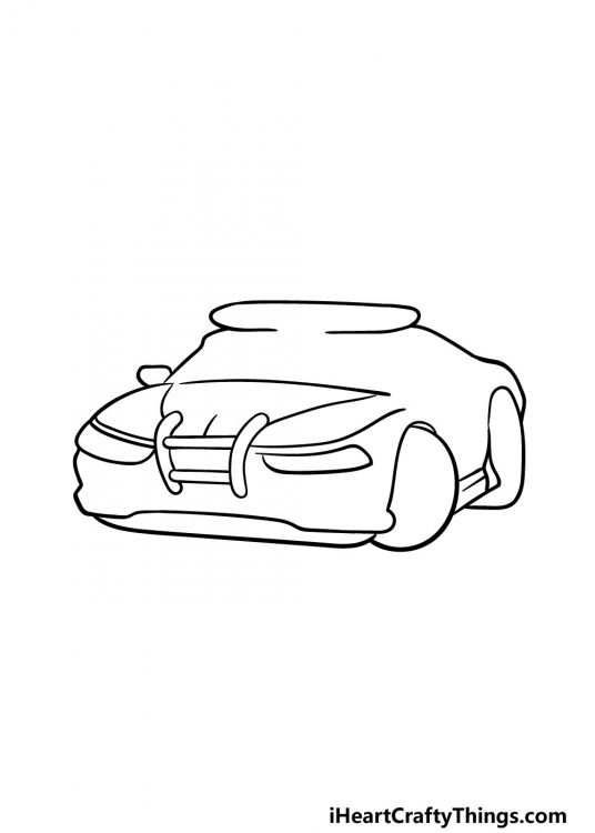Police Car Drawing - How To Draw A Police Car Head Step By Step
