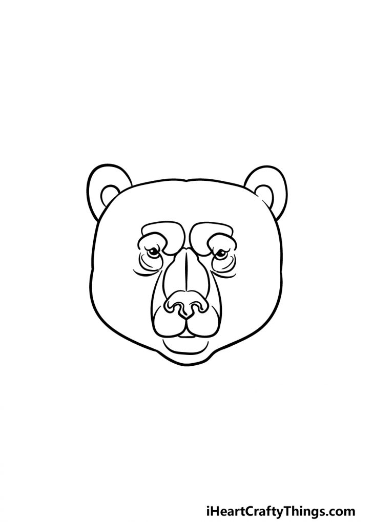 Bear Face Drawing - How To Draw A Bear Face Step By Step