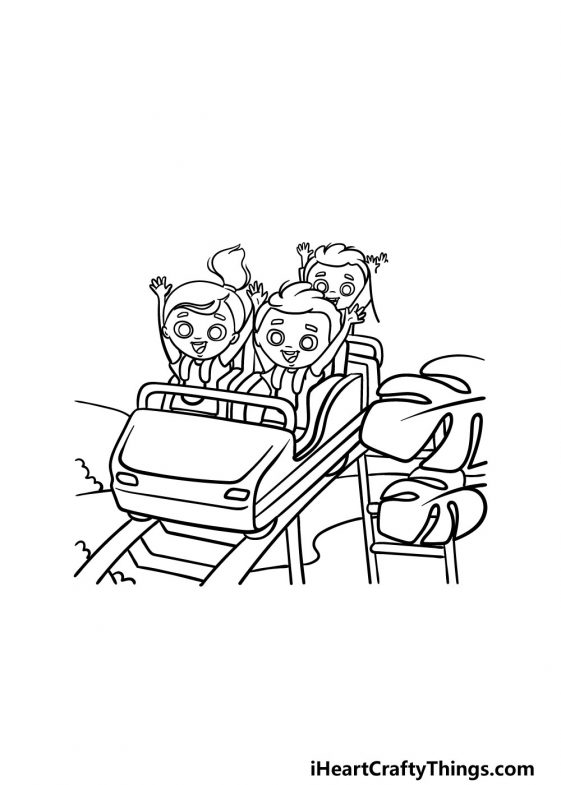 Roller Coaster Drawing - How To Draw A Roller Coaster Step By Step