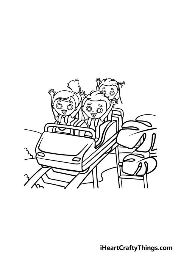 Roller Coaster Drawing - How To Draw A Roller Coaster Step By Step