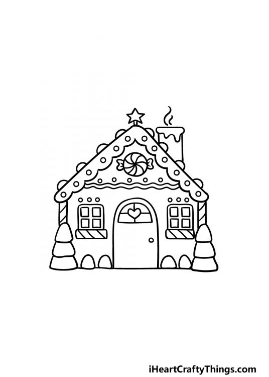 Gingerbread House Drawing - How To Draw A Gingerbread House Step By Step