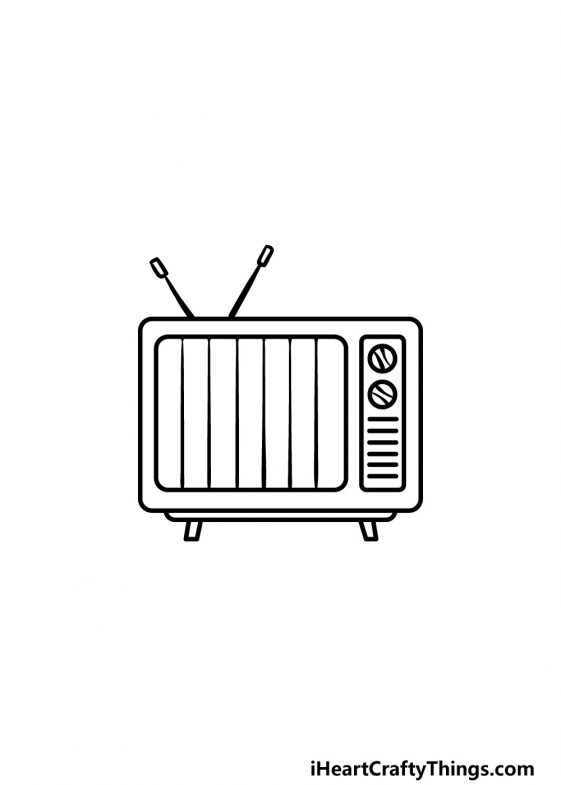 TV Drawing - How To Draw A TV Step By Step