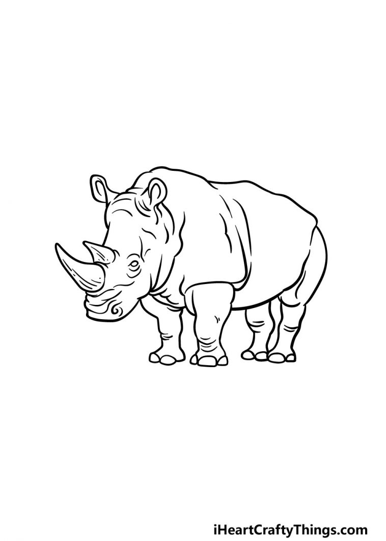Rhino Drawing - How To Draw A Rhino Step By Step