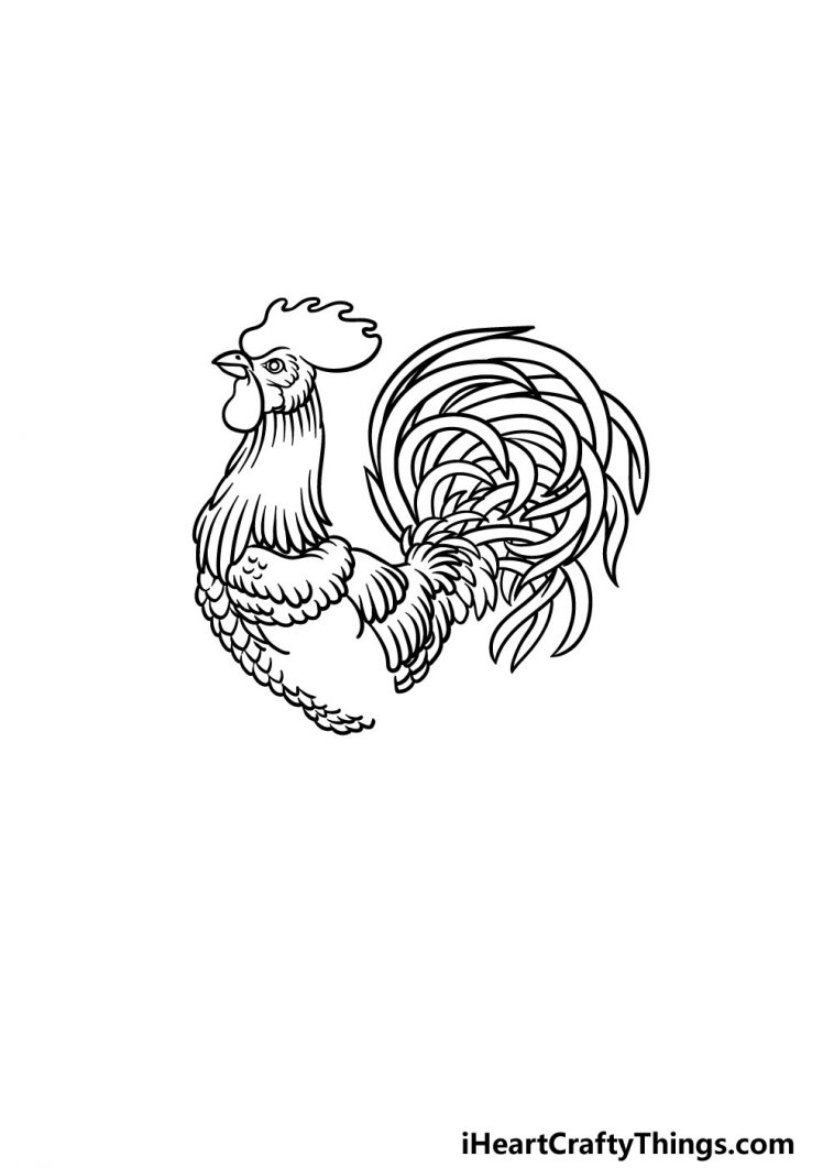 Rooster Drawing - How To Draw A Rooster Step By Step
