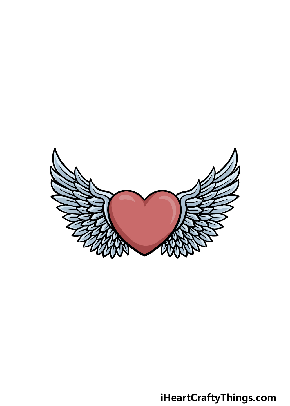 Heart With Wings Drawings Step By Step