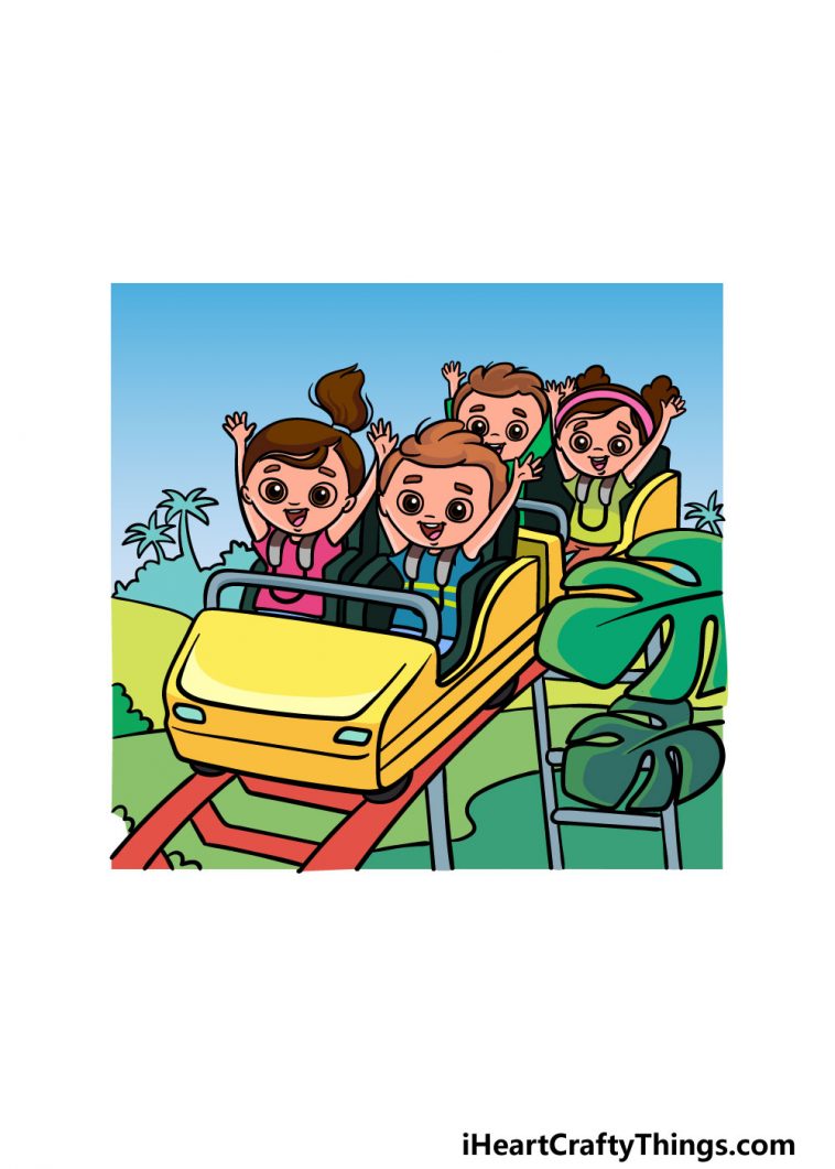Roller Coaster Drawing - How To Draw A Roller Coaster Step By Step