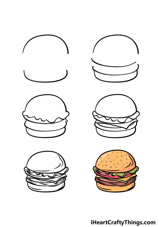Burger Drawing - How To Draw A Burger Step By Step