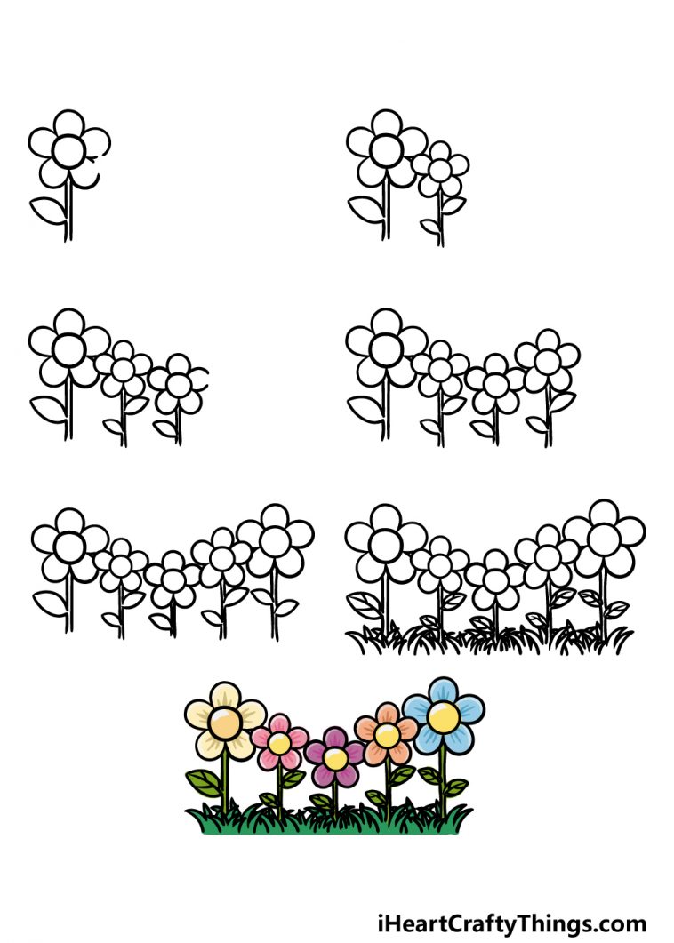 Garden Drawing - How To Draw A Garden Step By Step
