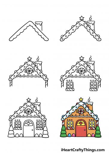 Gingerbread House Drawing - How To Draw A Gingerbread House Step By Step