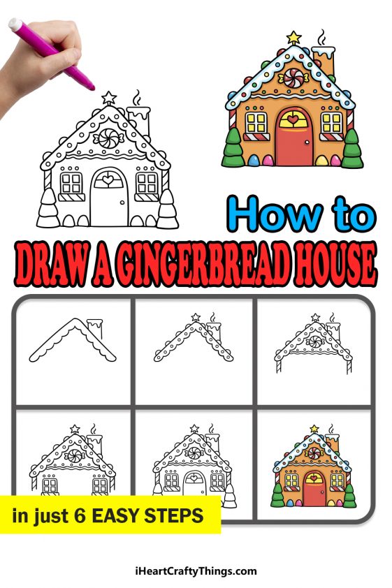Gingerbread House Drawing - How To Draw A Gingerbread House Step By Step