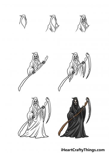 Grim Reaper Drawing - How To Draw Grim Reaper Step By Step