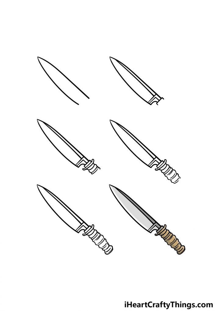 Knife Drawing - How To Draw A Knife Step By Step