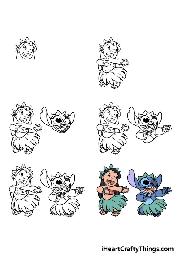 Lilo And Stitch Drawing - How To Draw Lilo And Stitch Step By Step
