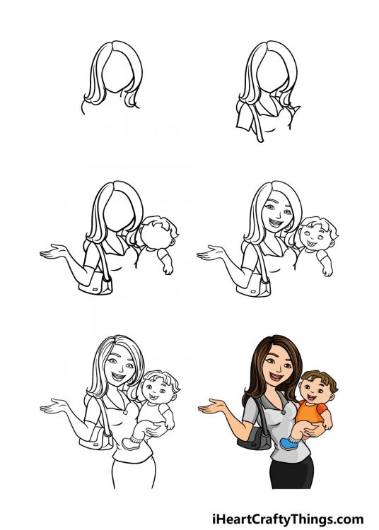 Mom Drawing - How To Draw A Mom Step By Step