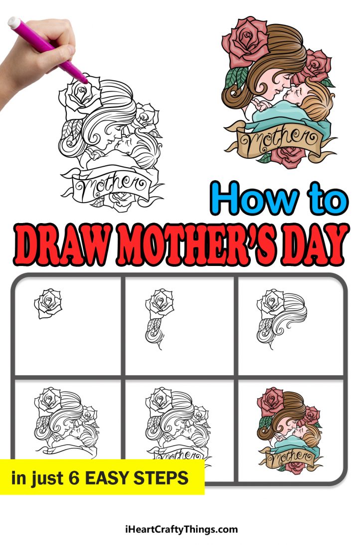 Mother's Day Drawing - How To Draw Mother’s Day Step By Step