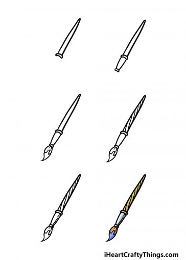 Paintbrush Drawing - How To Draw A Paintbrush Step By Step