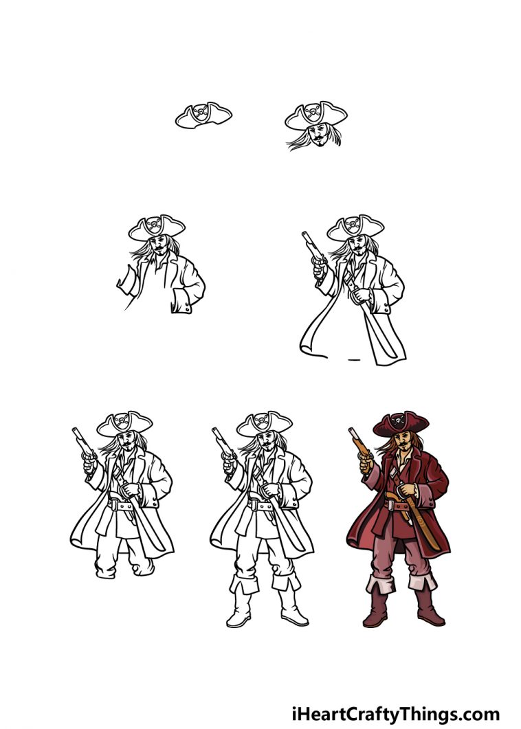 Pirate Drawing - How To Draw A Pirate Step By Step