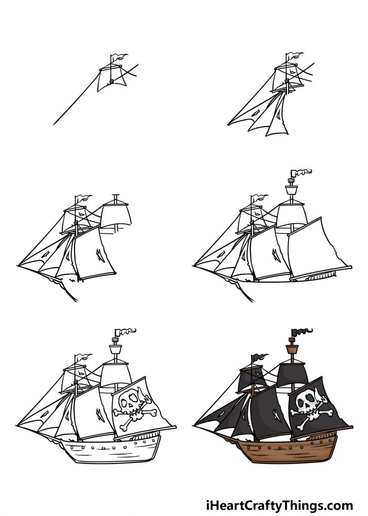 Pirate Ship Drawing - How To Draw A Pirate Ship Step By Step