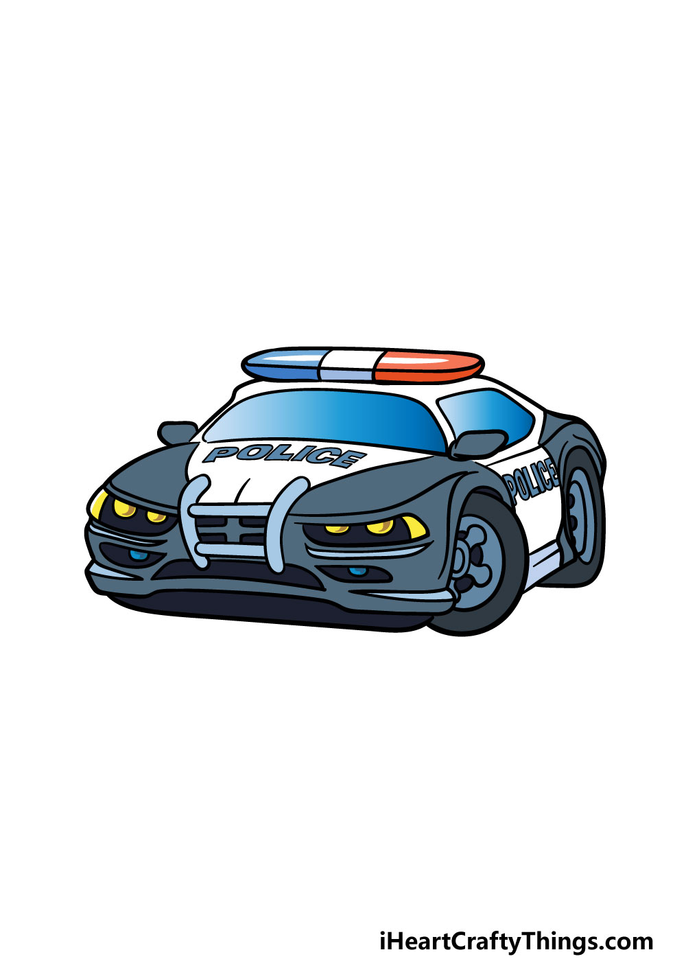 Police Car Drawing - How To Draw A Police Car Head Step By Step