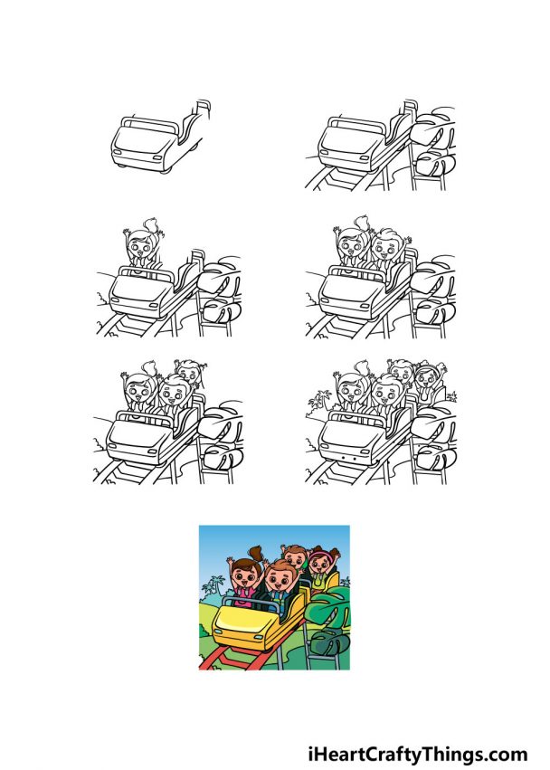 Roller Coaster Drawing - How To Draw A Roller Coaster Step By Step