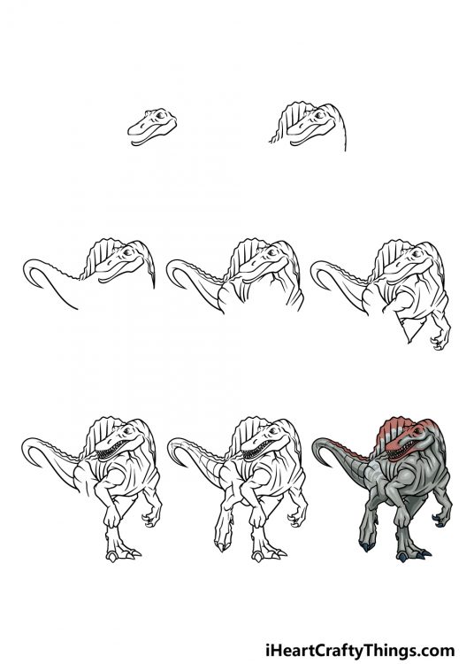 Spinosaurus Drawing - How To Draw Spinosaurus Step By Step