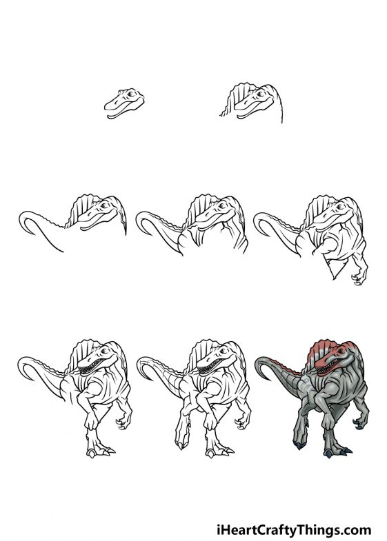 Spinosaurus Drawing - How To Draw Spinosaurus Step By Step