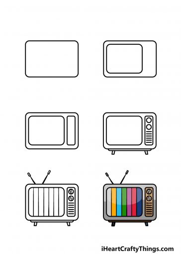 TV Drawing - How To Draw A TV Step By Step