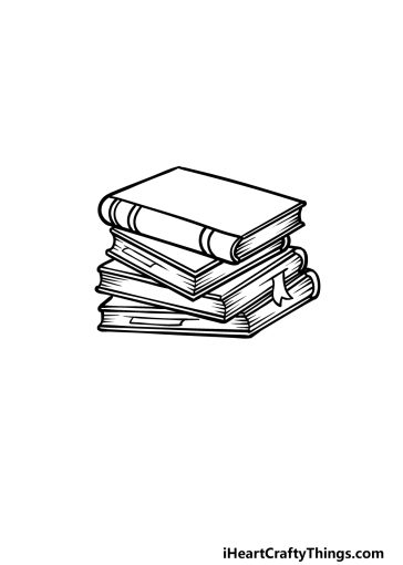 Stack Of Books Drawing - How To Draw A Stack Of Books Step By Step